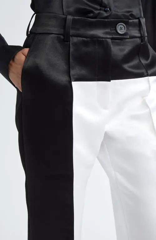 Peter Do Satin Straight Leg Pants In Black/ White - 82% Off